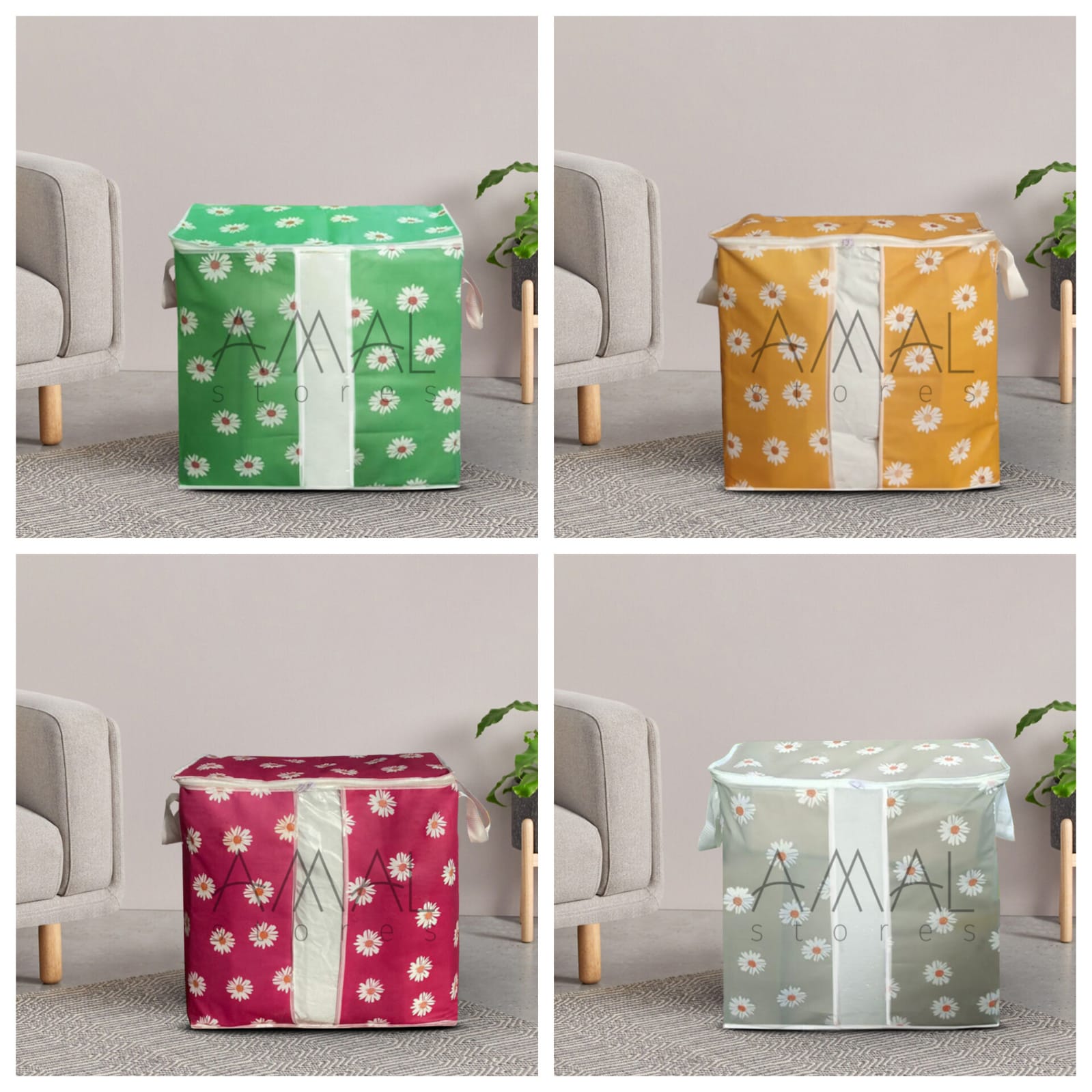120 GSM Non Woven Floral Print Storage Bags-5 Colors – Amalstores.pk